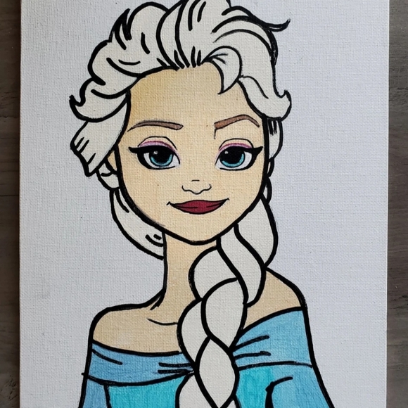 Disney | Accents | Elsa Frozen Painting Canvas Board | Poshmark